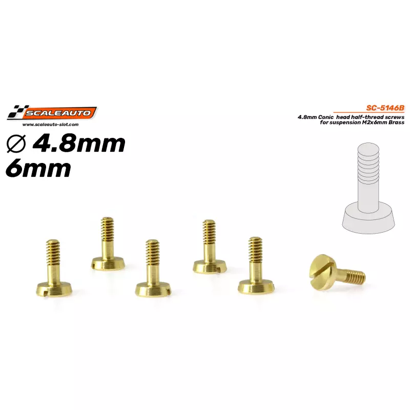 Scaleauto SC-5146B Brass Conic Head Half-threaded Screws 4.8mm for ...